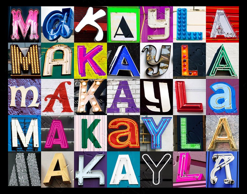 MAKAYLA Personalized Poster Featuring Photos of Sign Letters ...