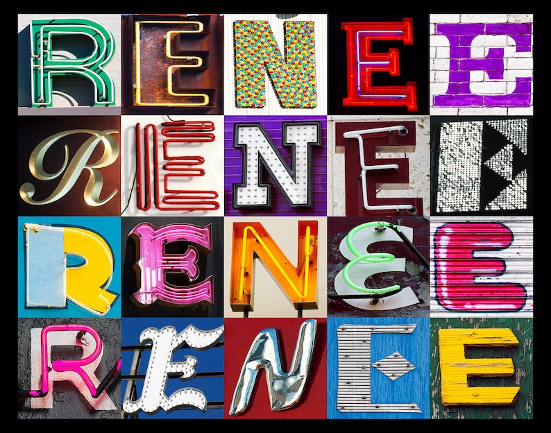 RENE or RENEE Personalized Poster Featuring in Photos of Alphabet ...
