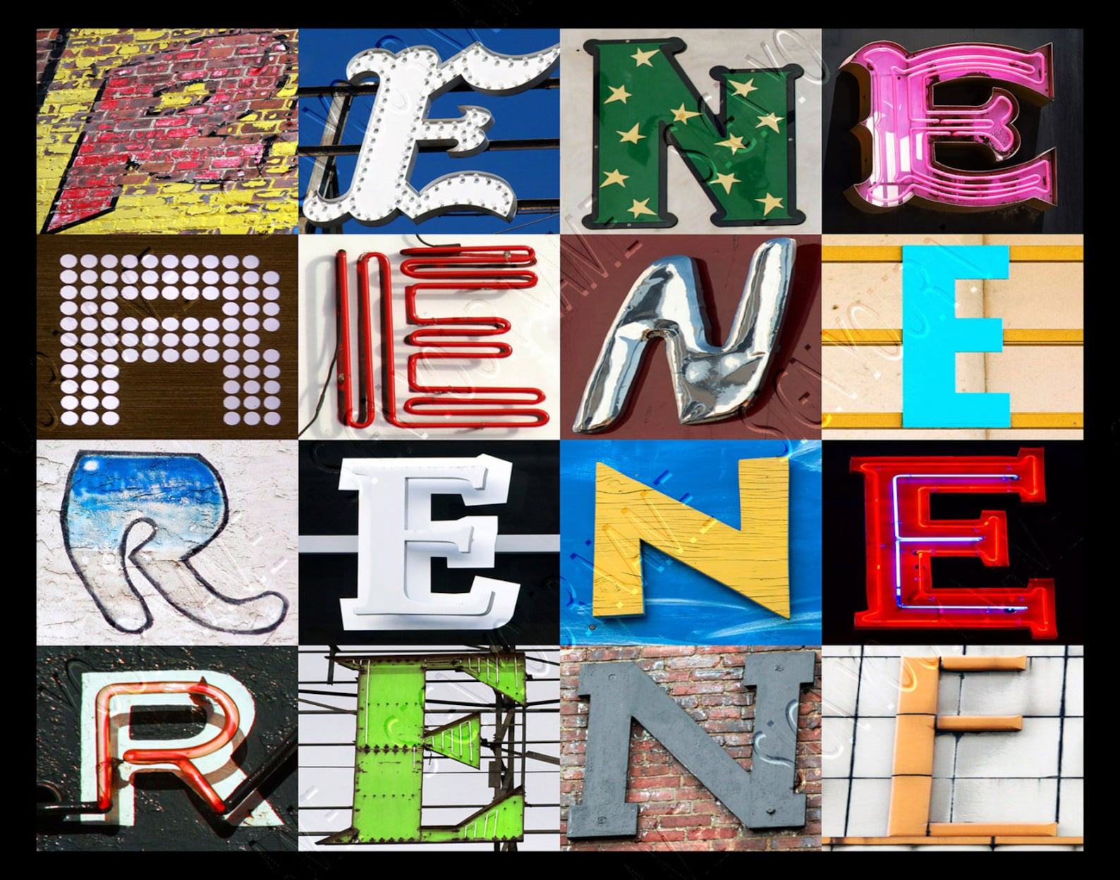 RENE or RENEE Personalized Poster Featuring in Photos of Alphabet ...