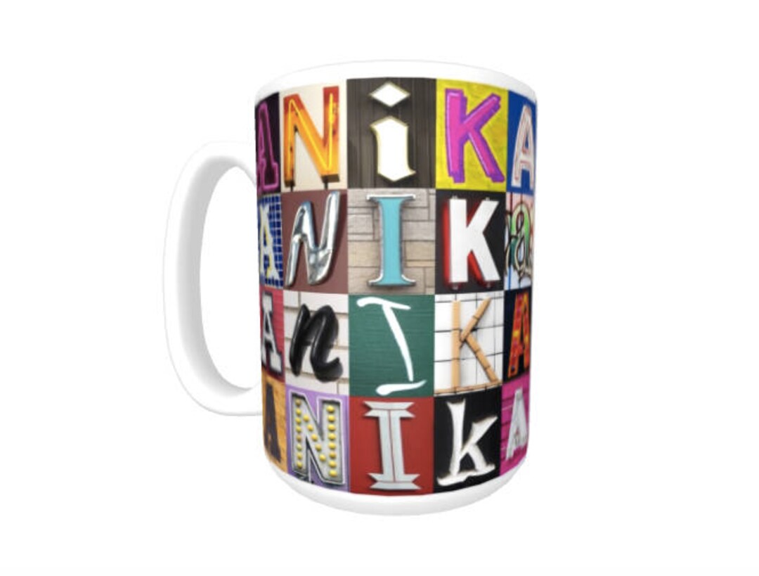 Personalized Coffee Mug Featuring the Name ANIKA in Sign Letter Photos ...