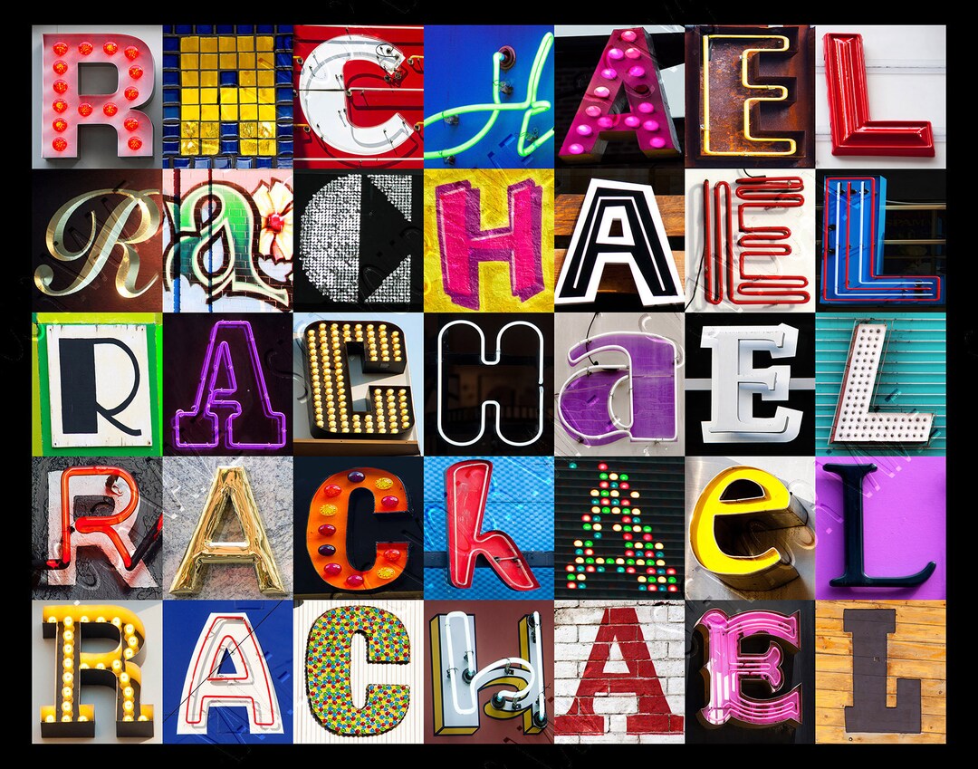 Personalized Poster Featuring RACHAEL in Photos of Alphabet Letters ...