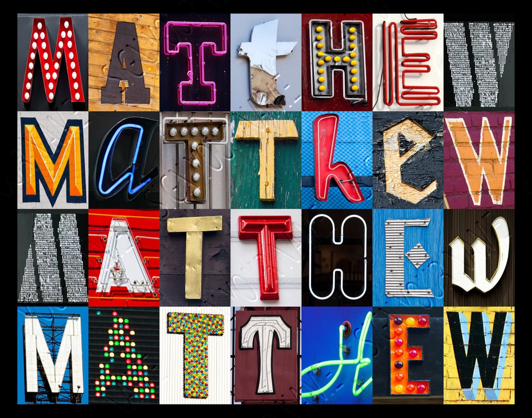 MATTHEW or MATTHEWS Personalized Poster Featuring Photos of Alphabet ...