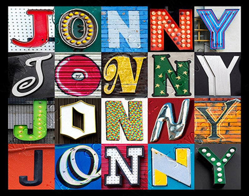 JOHNNY or JONNY Personalized Poster Featuring the Name in Photos of ...
