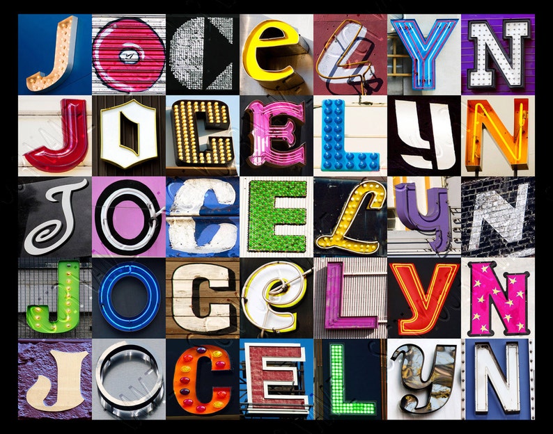 JOCELYN Personalized Poster Featuring Photos of Sign Letters ...