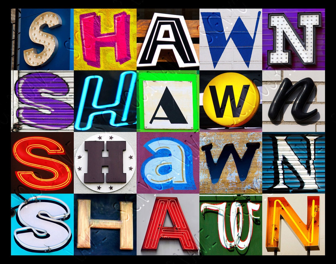 Personalized Poster featuring SHAWN in photos of alphabet | Etsy