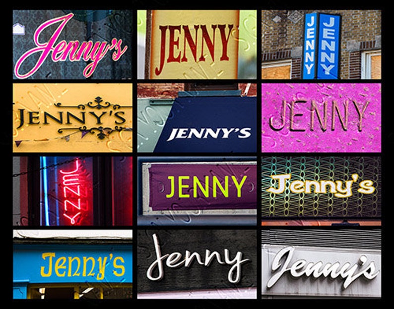 JENNY Personalized Poster Featuring Photos of Actual Signs; Art Print ...