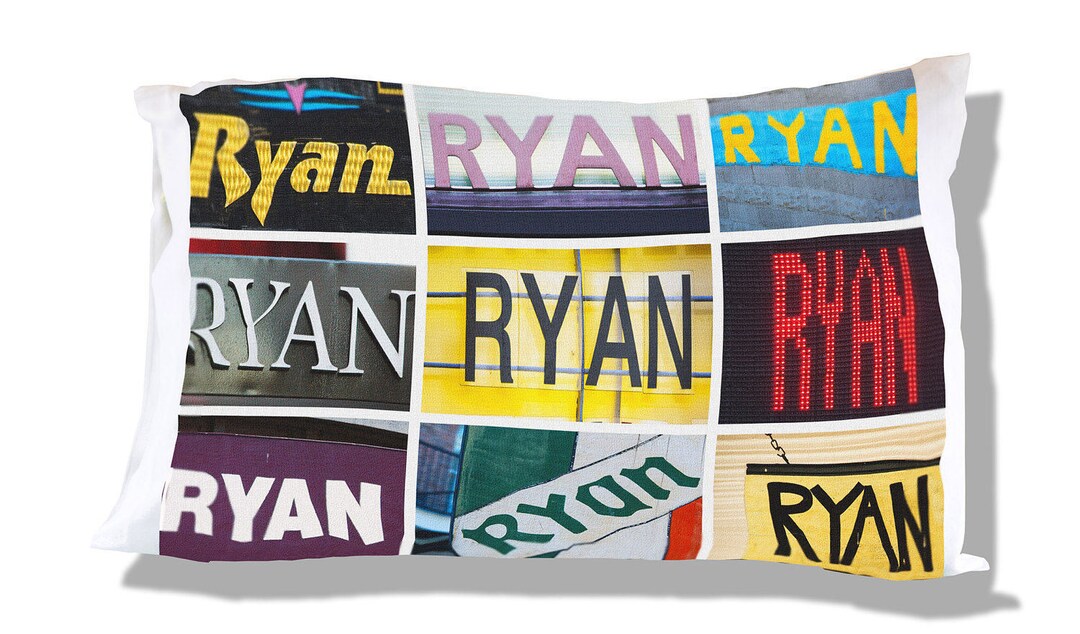 Personalized Pillow Case Featuring RYAN in Sign Photos; Custom ...