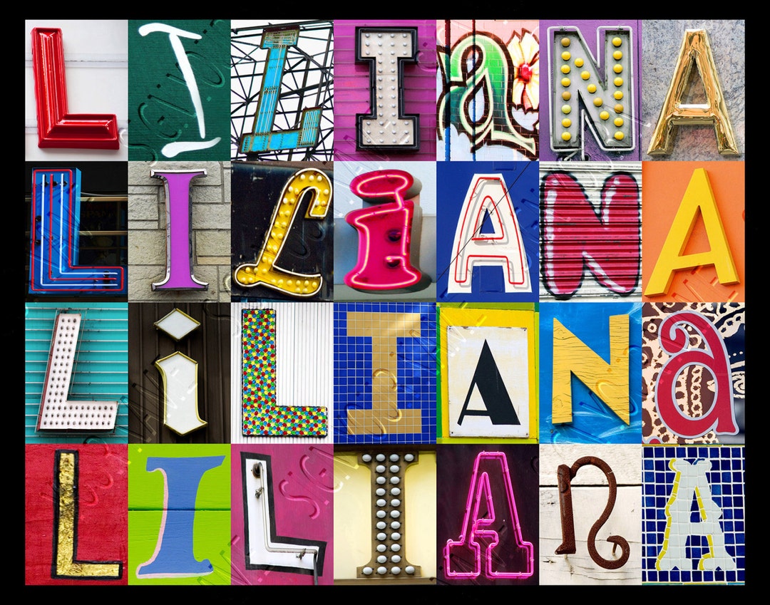 Personalized Poster Featuring LILIANA Showcased in Photos of Letters ...