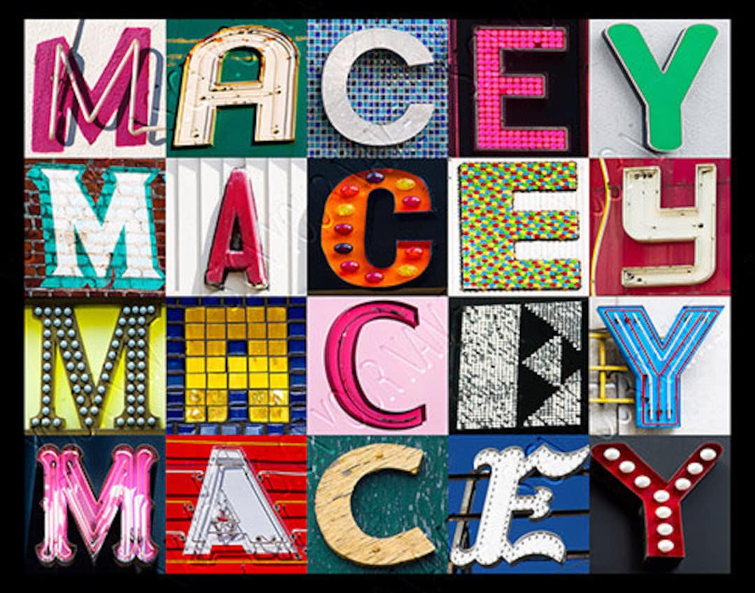 MACEY, MACIE or MAYCEE Personalized Poster Featuring Photos of Letters ...