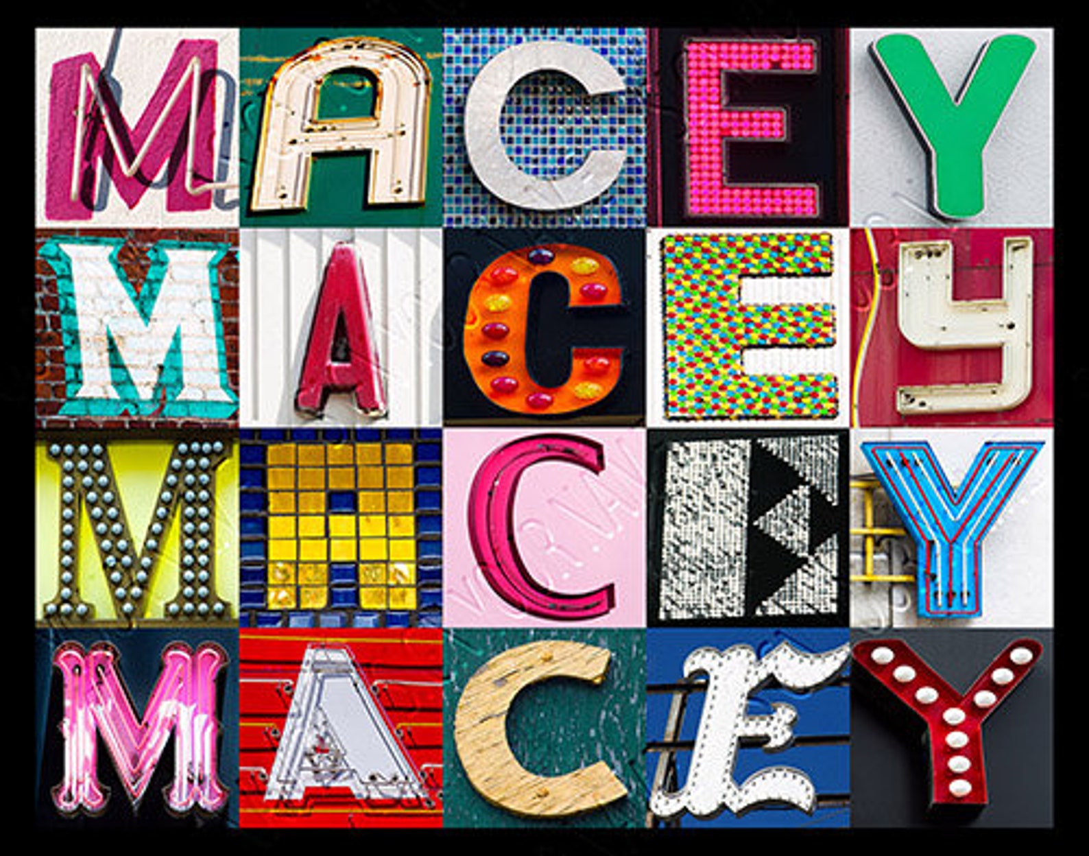 MACEY, MACIE or MAYCEE Personalized Poster Featuring Photos of Letters ...