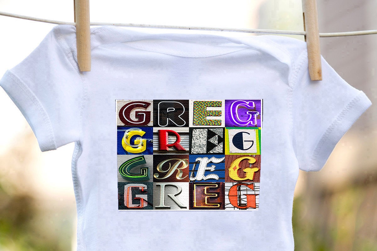 Personalized Baby Bodysuit Featuring the Name GREG Showcased - Etsy