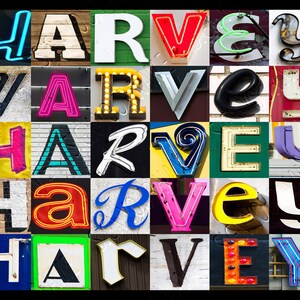 HARVEY Personalized Poster Featuring Photos of Sign Letters; Typography ...