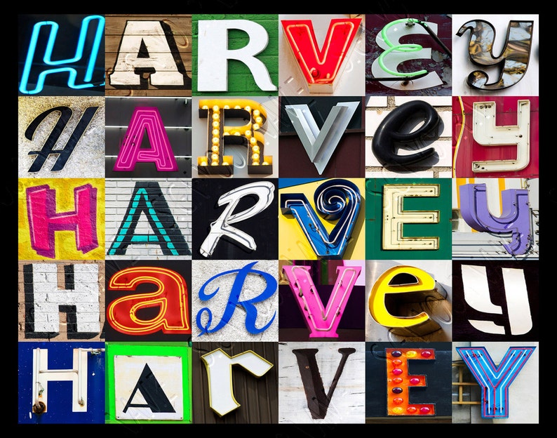 HARVEY Personalized Poster Featuring Photos of Sign Letters - Etsy