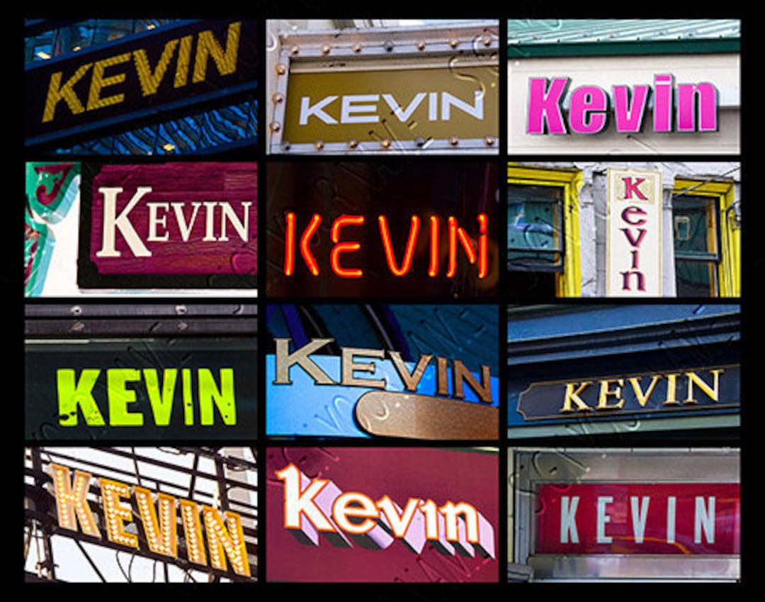 Personalized Poster Featuring KEVIN in Photos of Actual Signs; Art ...