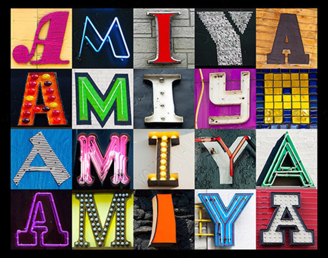 AMIYA Personalized Poster Featuring Photos of Letters From Signs ...