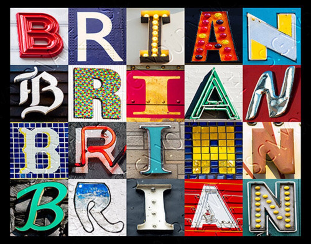 BRIAN Personalized Poster Featuring Photos of Letters From Signs ...