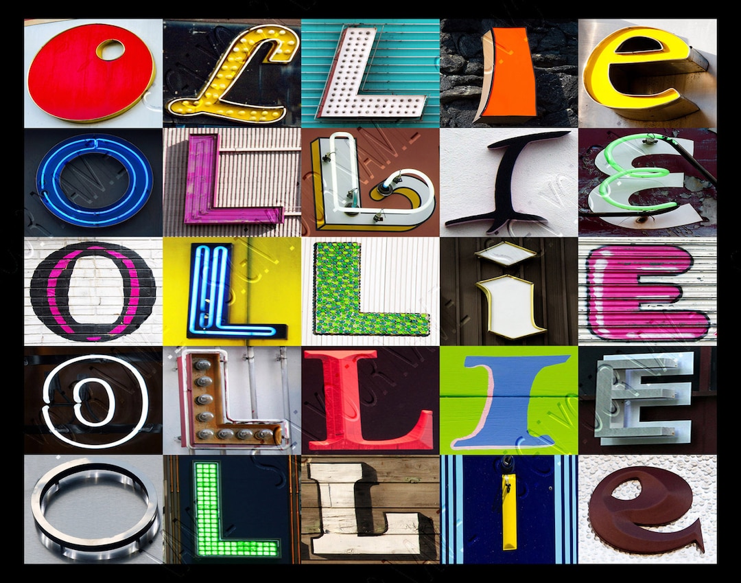 OLLIE Personalized Poster Featuring Photos of Sign Letters; Typography ...