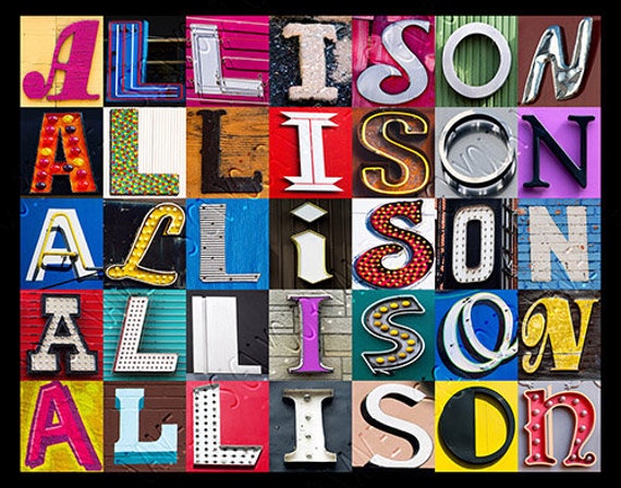 Personalized Poster Featuring ALLISON in Photos of Alphabet | Etsy