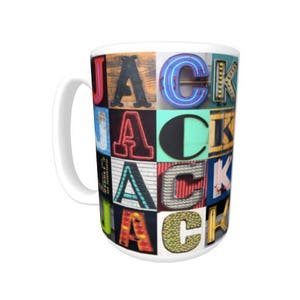 Personalized Coffee Mug Featuring the Name JACK in Sign Letter Photos ...
