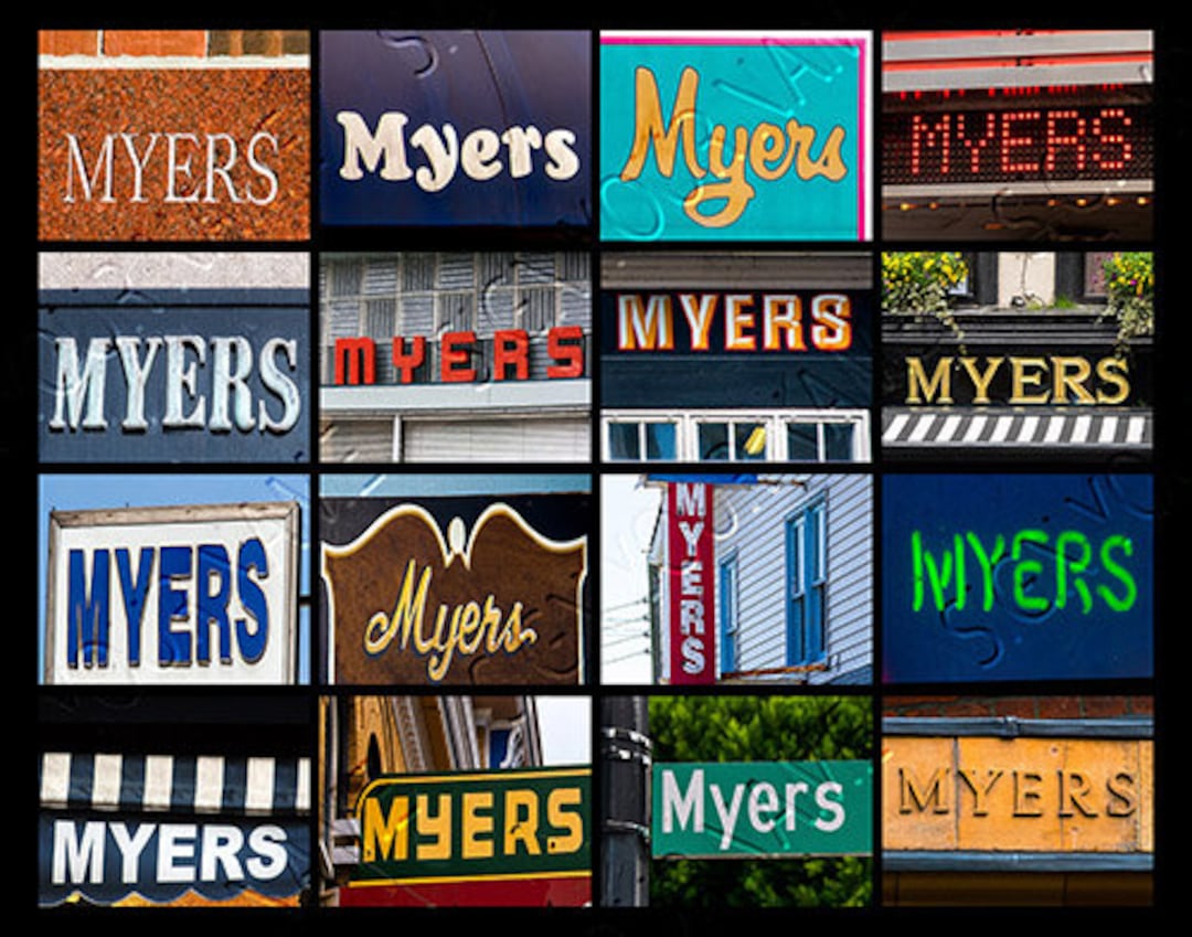 MYERS Personalized Poster Featuring Photos of Actual Signs; Art Print ...