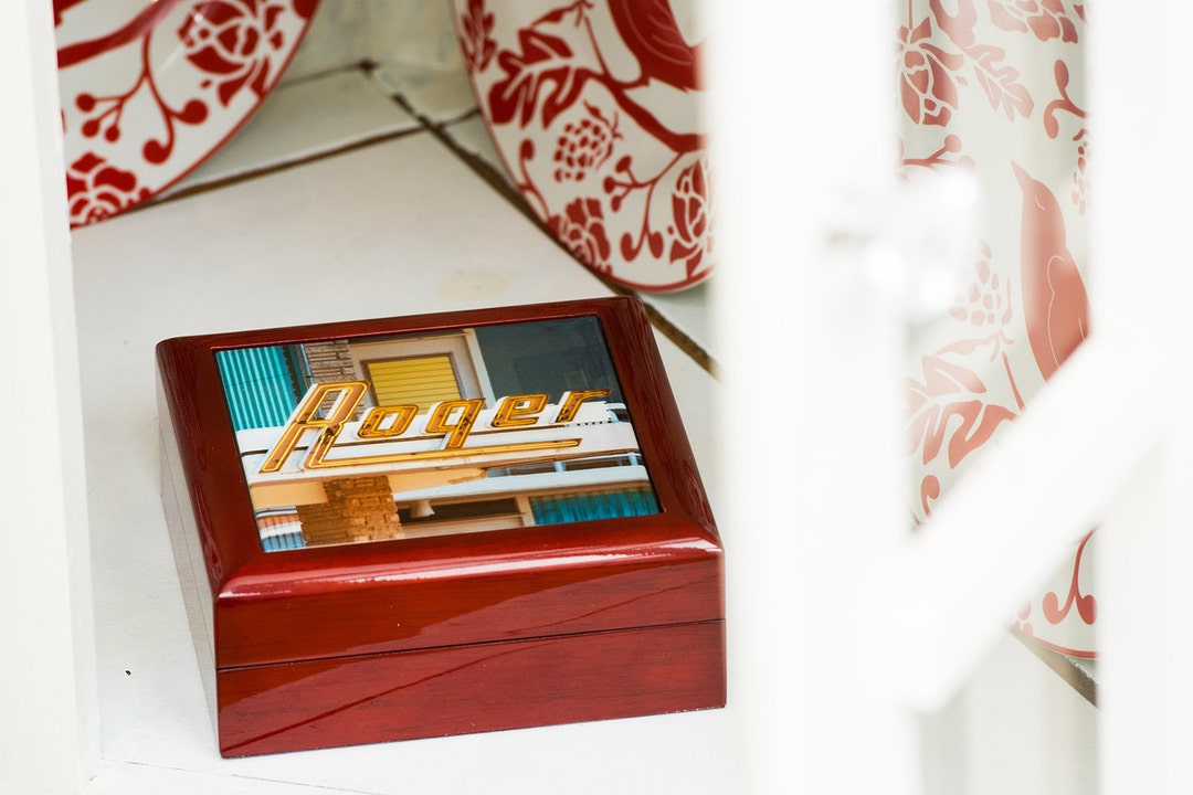 Personalised Keepsake Box Featuring Names in a Photo of Signs (if ...