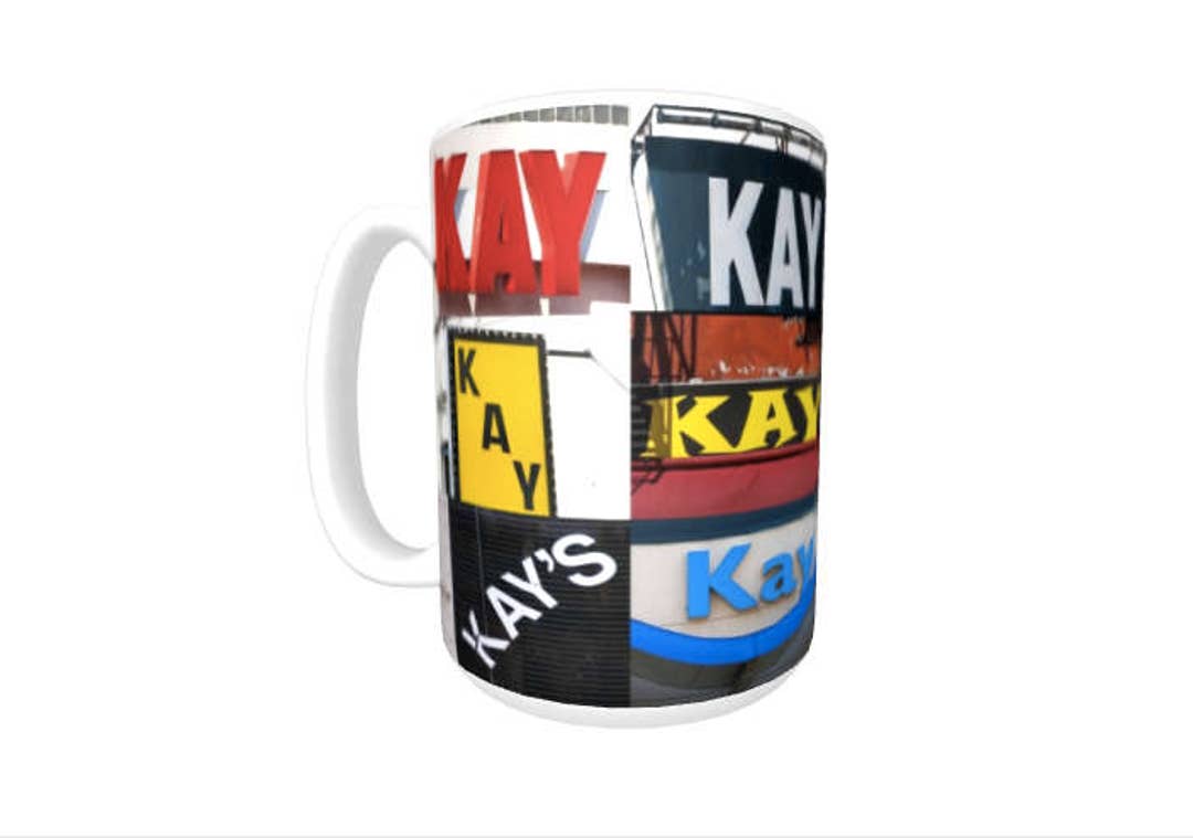 Personalized Coffee Mug Featuring the Name KAY in Photos of Signs ...