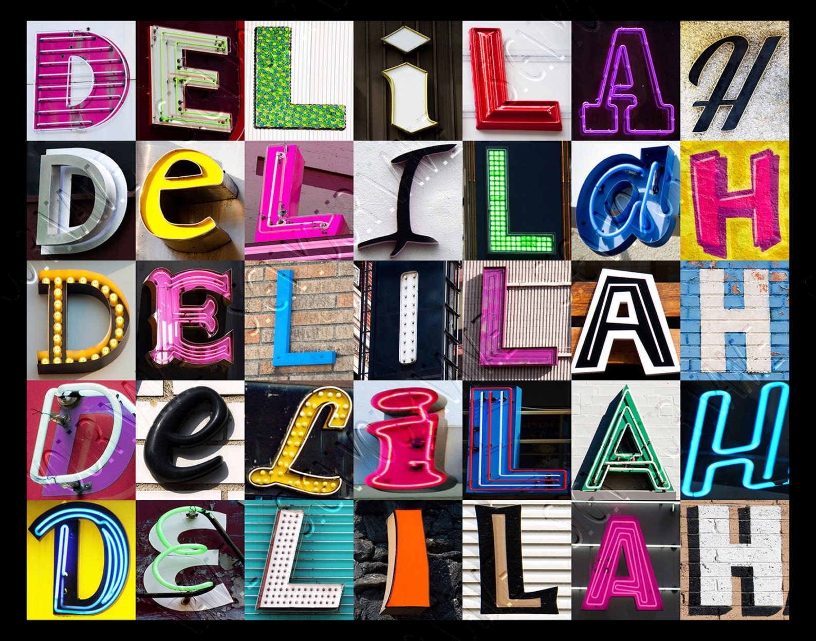 DELILAH Personalized Poster Featuring Photos of Sign Letters - Etsy