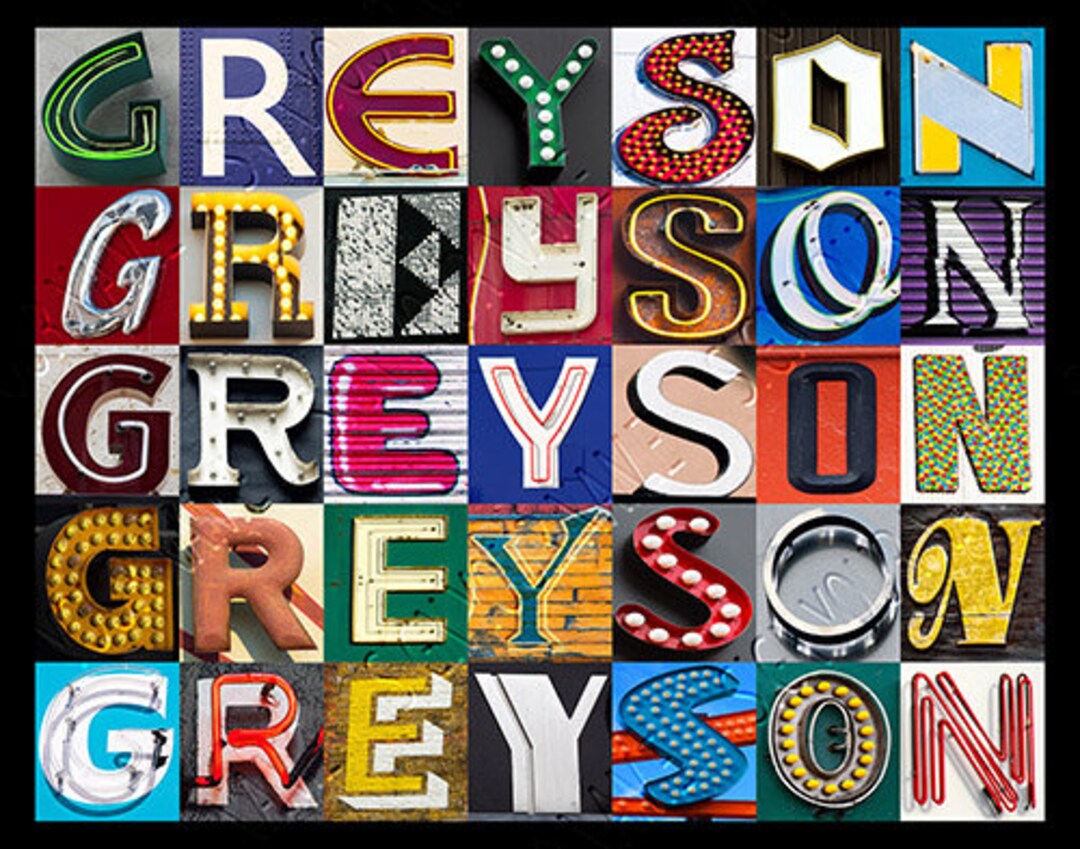 GREYSON Personalized Poster Featuring Photos of Sign Letters ...
