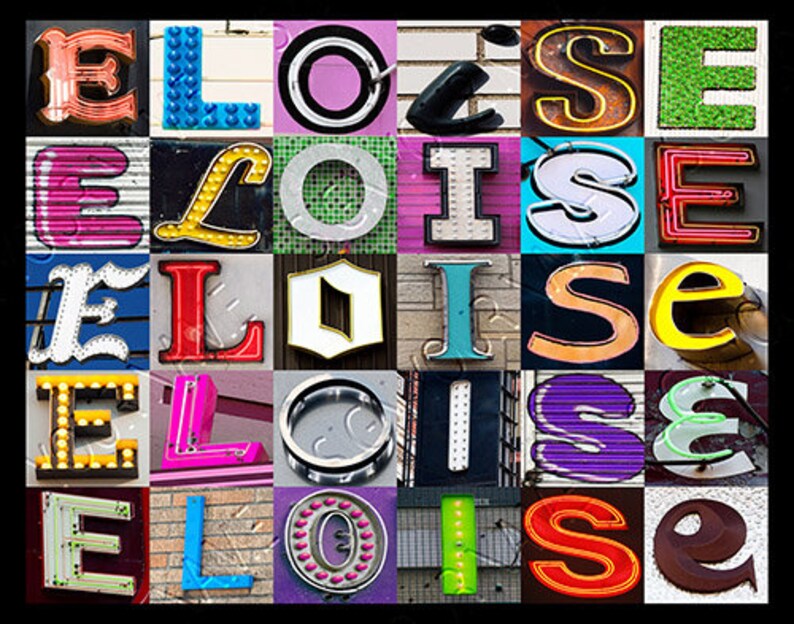ELOISE Personalized Poster Featuring Photos of Sign Letters; Typography ...