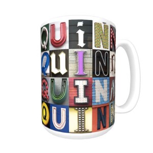 Personalized Coffee Mug Featuring the Name QUINN in Sign Letter Photos ...