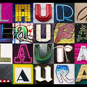 LAURA Personalized Poster Featuring Photos of Letters From Signs ...