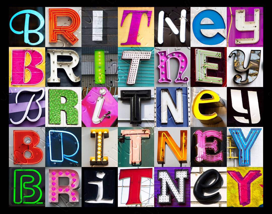 Personalized Poster Featuring BRITNEY in Photos of Alphabet Letters ...