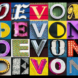 DEVIN, DEVON or DEVYN Personalized Poster Featuring Photos of Alphabet ...