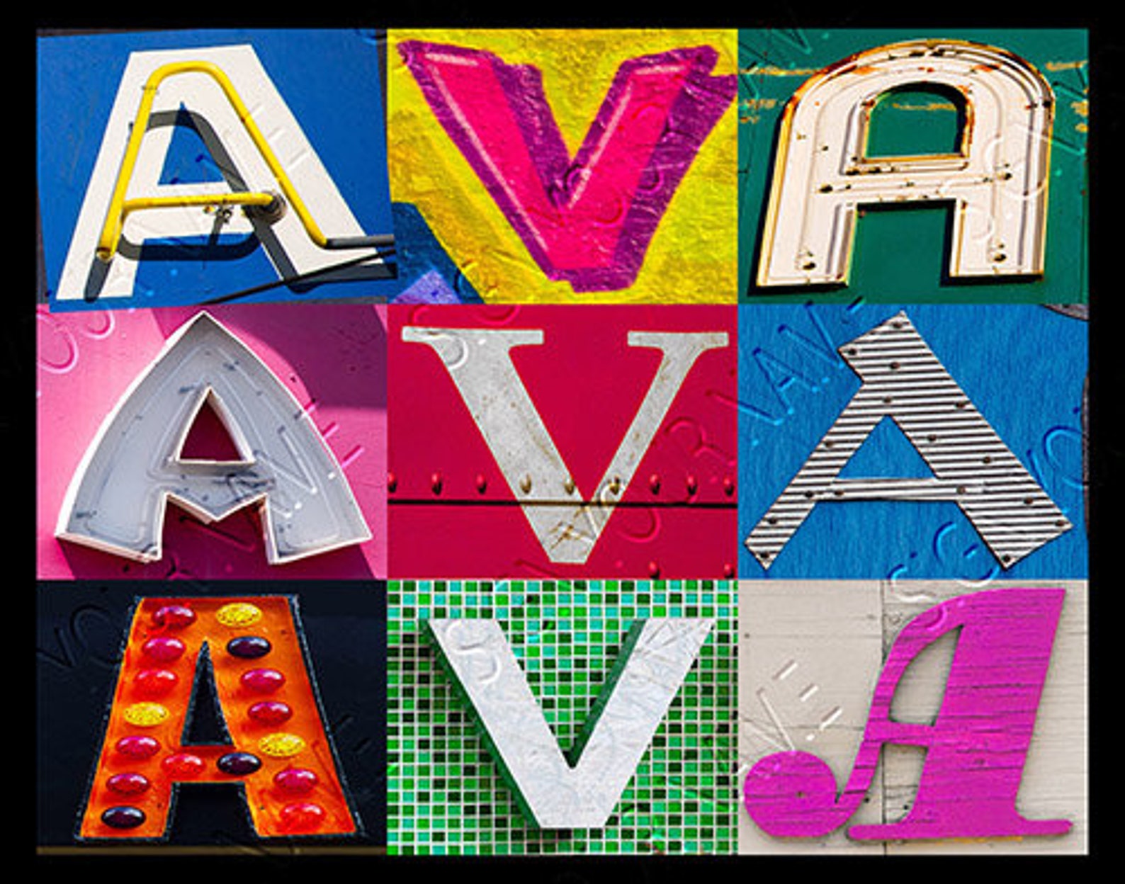 AVA Personalized Poster Featuring Photos of Sign Letters; Typography ...