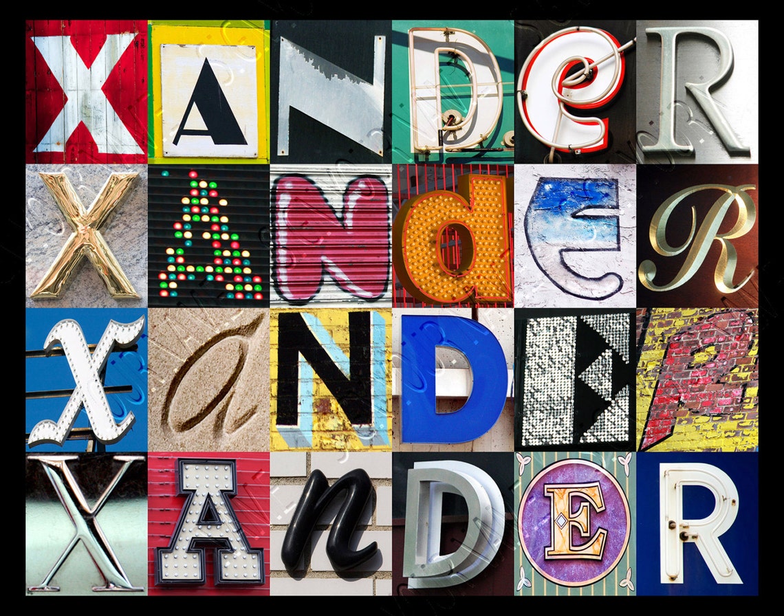 Personalized Poster Featuring XANDER in Photos of Alphabet - Etsy