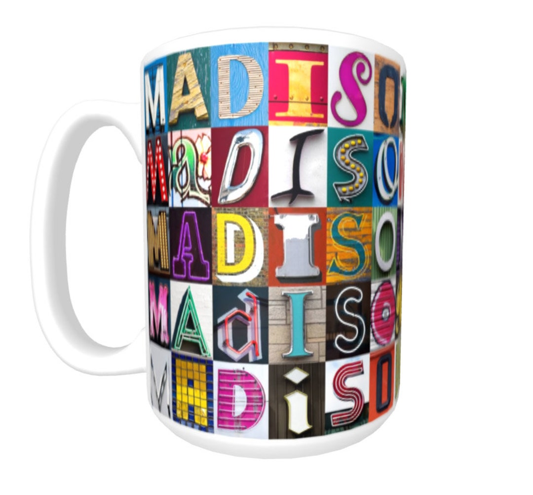 MADISON Personalized Coffee Mug Featuring the Name in Sign Letter ...