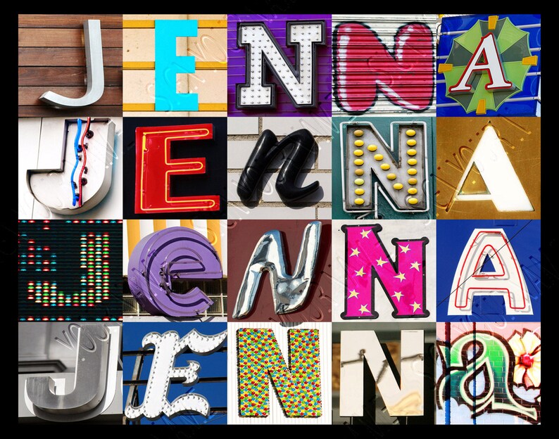 Personalized Poster Featuring JENNA in Photos of Alphabet Letters From ...