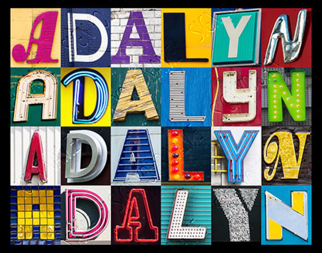 ADALYN or ADALYNN Personalized Poster Featuring Photos of Sign Letters ...