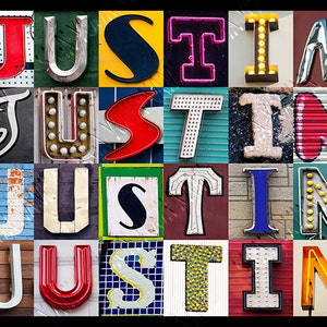JUSTIN Personalized Poster Featuring Photos of Letters From Signs ...