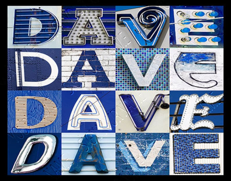 DAVE Personalized Poster Featuring Photos of Letters From Signs ...