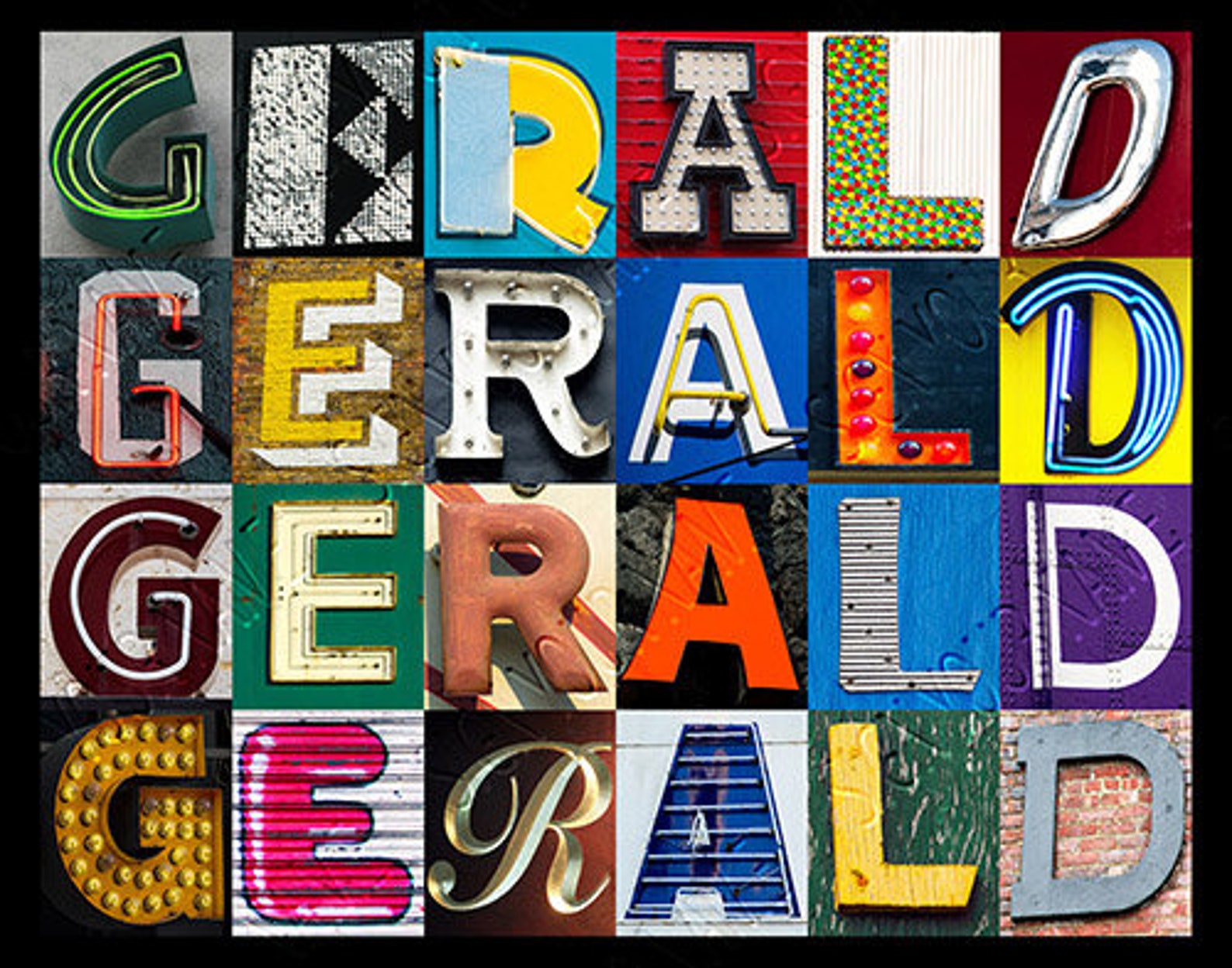 GERALD Personalized Poster Featuring Photos of Letters From Signs ...