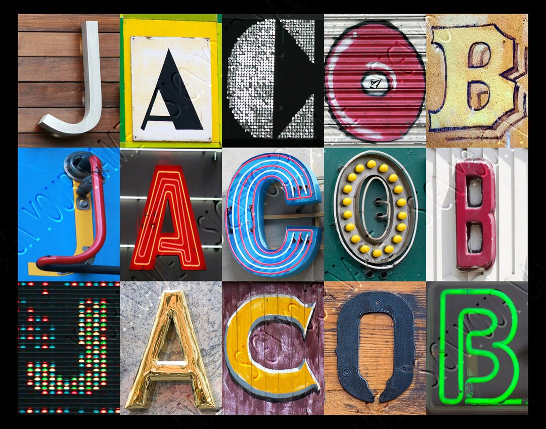 JACOB Personalized Poster Featuring Photos of Alphabet Letters From ...