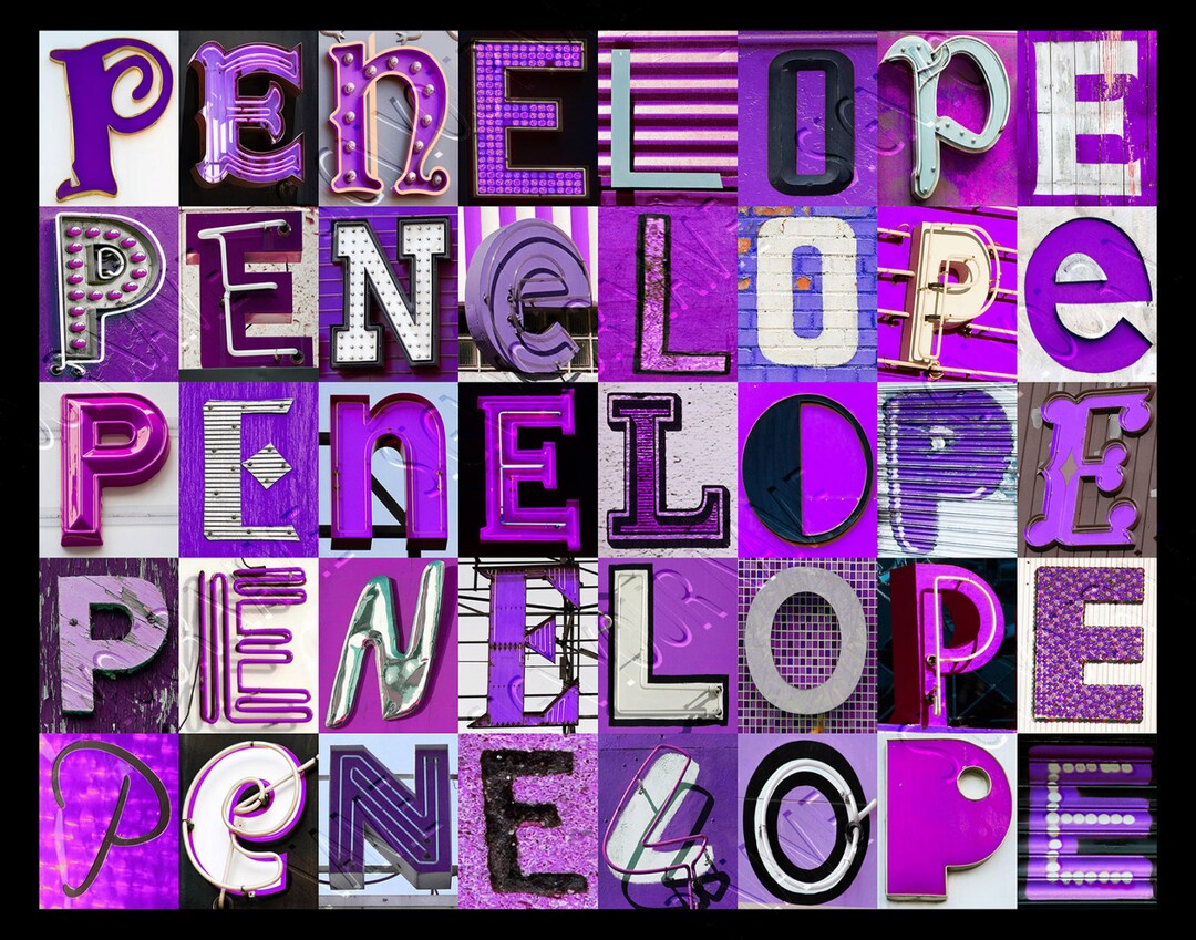 Personalized Poster Featuring PENELOPE in Photos of PURPLE Alphabet ...