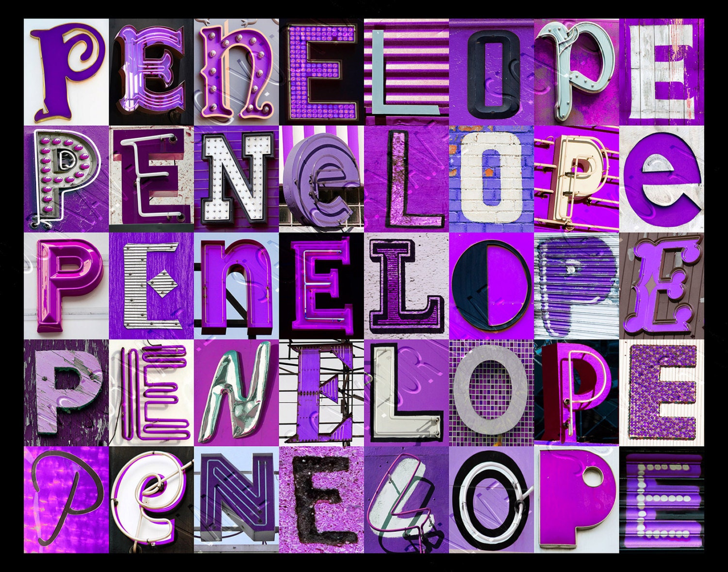 Personalized Poster Featuring PENELOPE in Photos of PURPLE Alphabet ...