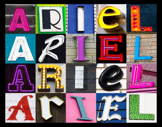 Cartel personalizado con ARIEL en fotos de Letras de la | Etsy España