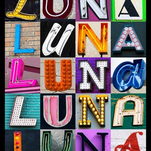 LUNA Personalized Poster Featuring Photos of Sign Letters; Typography ...