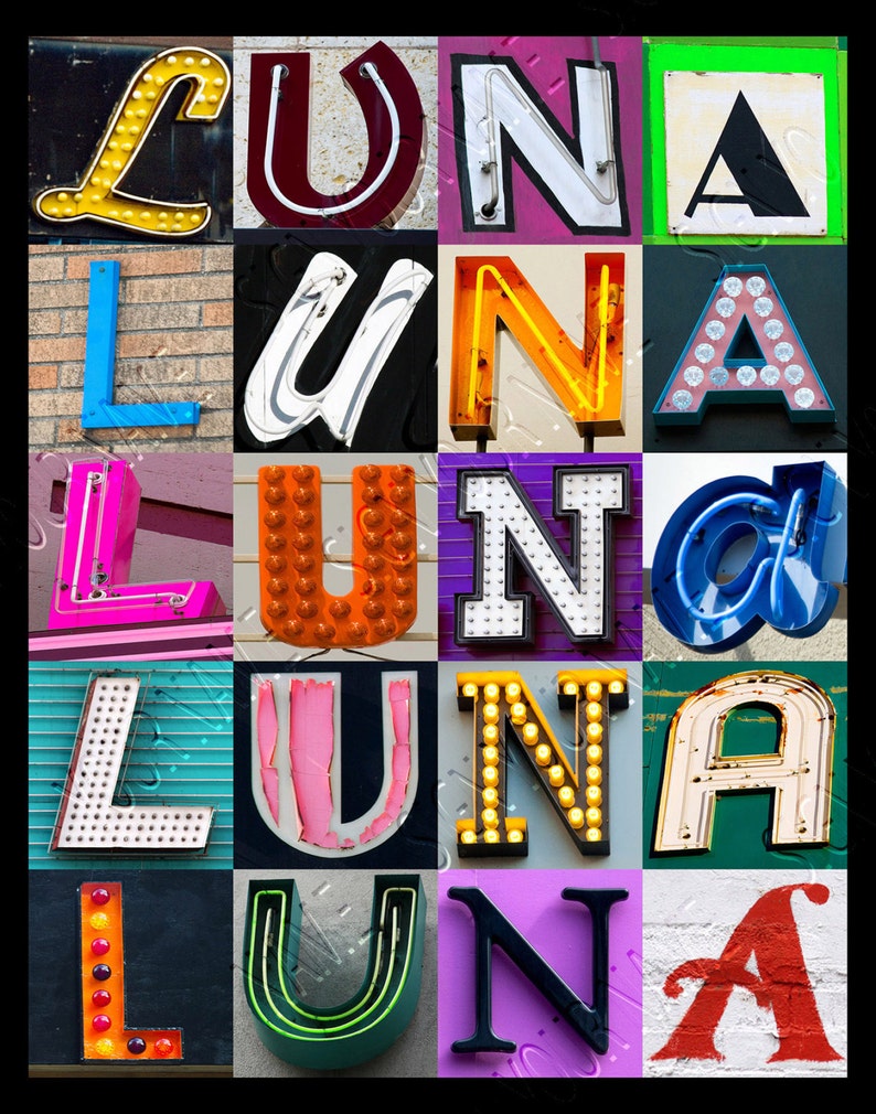 LUNA Personalized Poster Featuring Photos of Sign Letters - Etsy