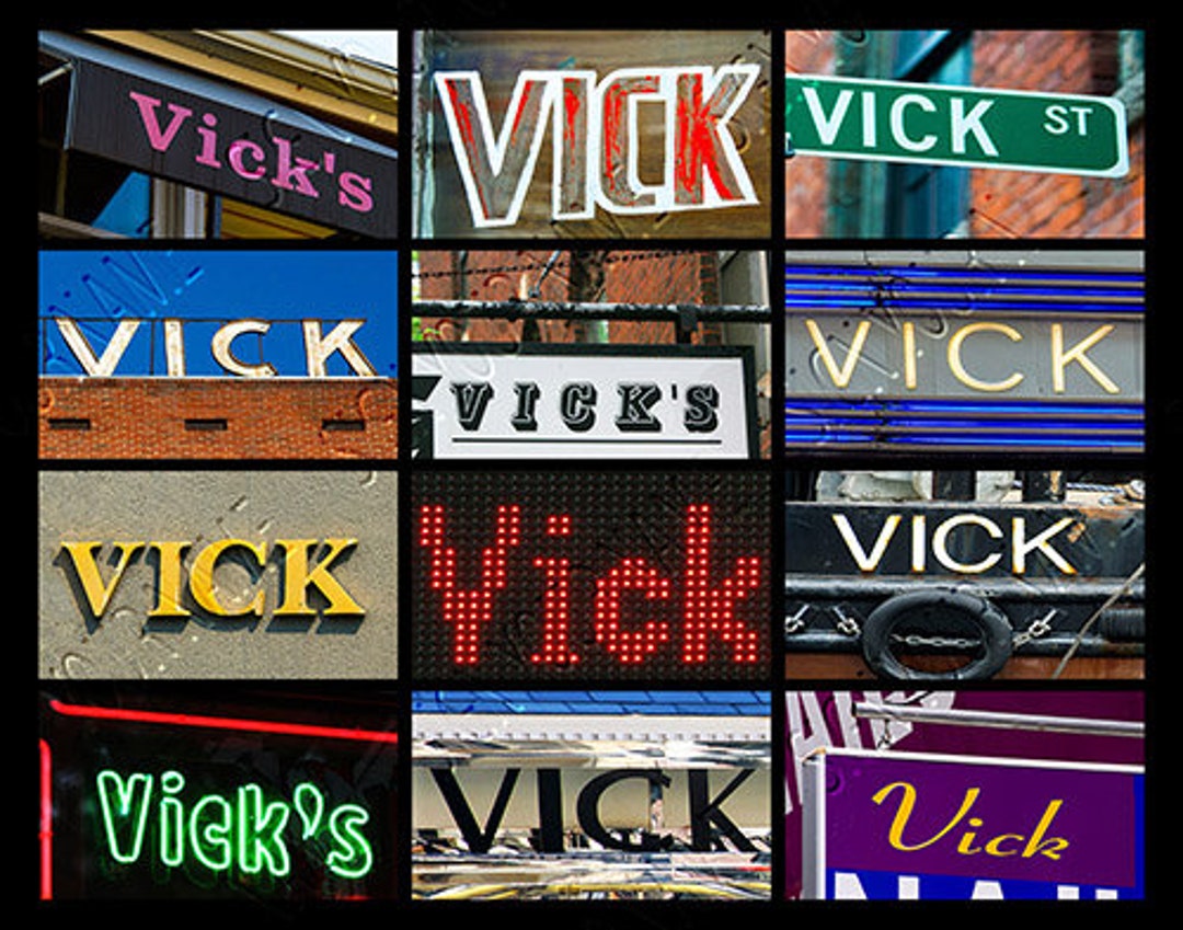 Personalized Poster Featuring VICK in Photos of Actual Signs; Art Print ...