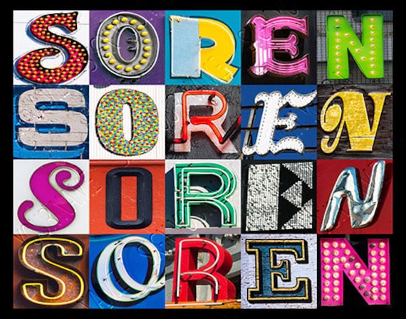 SOREN Personalized Poster featuring photos of sign letters | Etsy