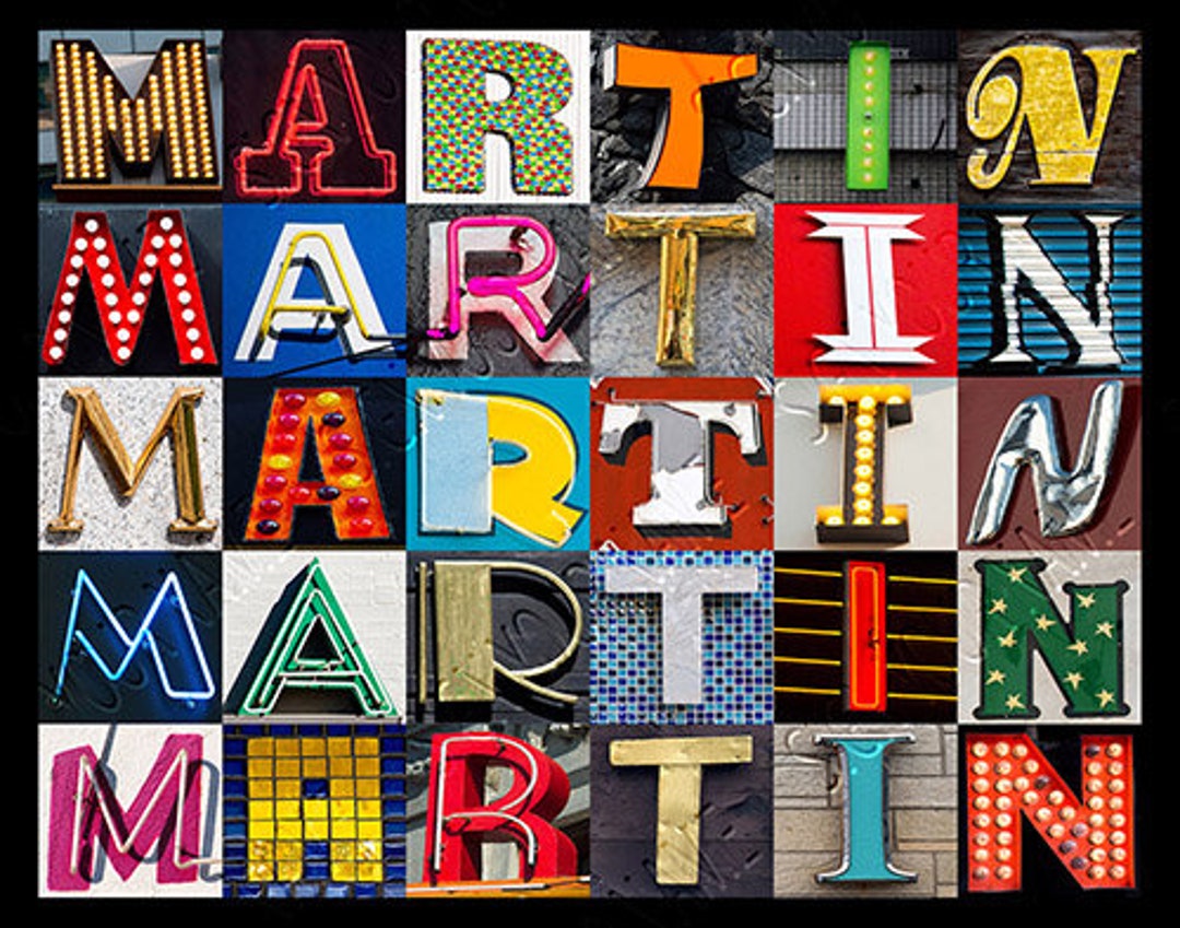 MARTIN Personalized Poster Featuring Photos of Alphabet Letters From ...